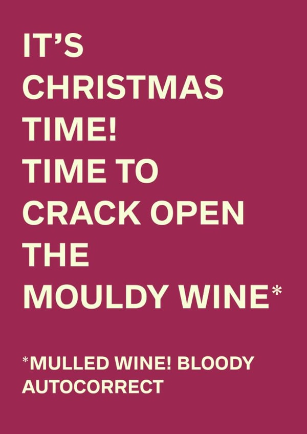 Funny Christmas Card - Mulled Wine - Autocorrect | thortful