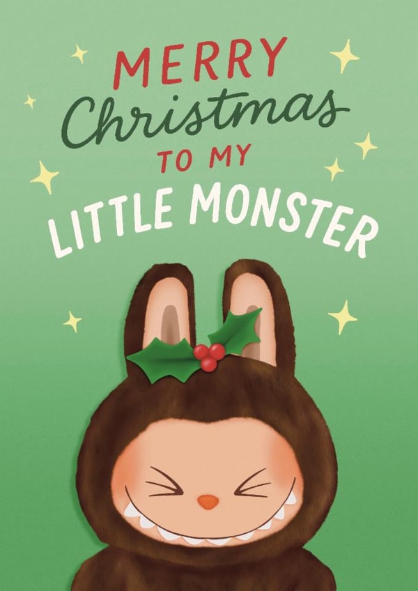Cute Labubu Christmas Card - To My Little Monster | thortful