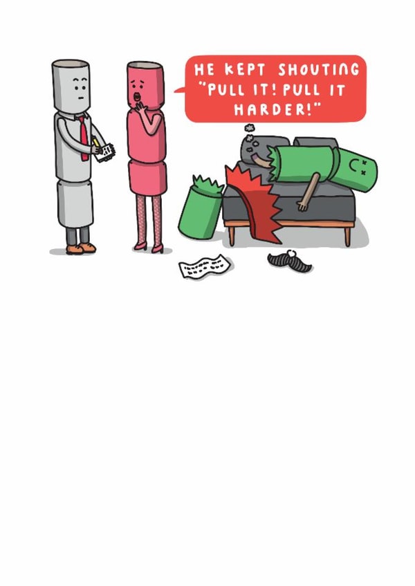 Funny Christmas Card - Crakers -- Pull It! Pull It Harder! | thortful