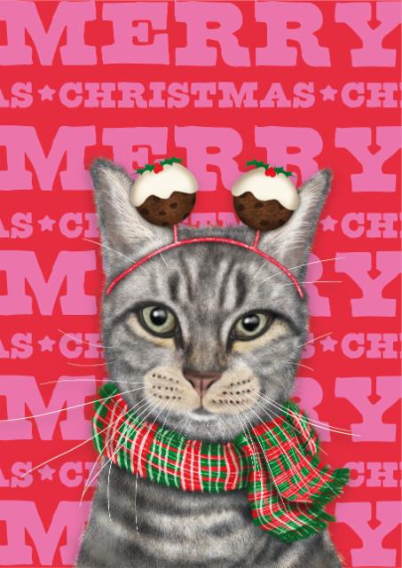 Cute Christmas Card – Grey Tabby Cat | thortful