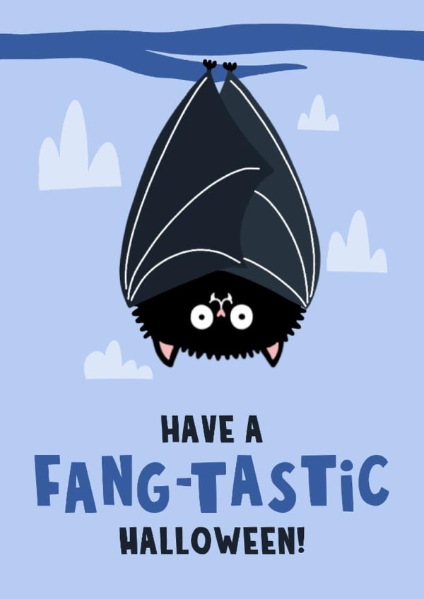 Cute Halloween Card - Fangtastic - Bat Vampire Pun | thortful