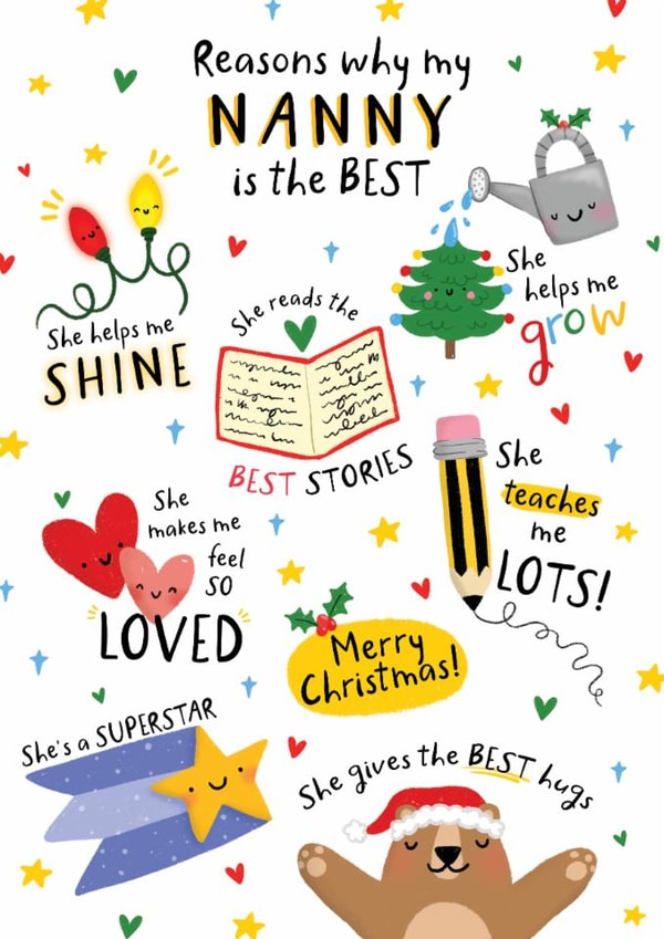 Cute Christmas Card - For Nanny - Cute Reasons Why My Nanny Is the Best ...