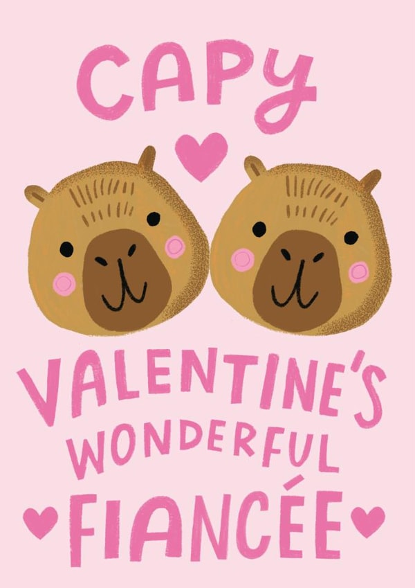 Cute Valentine's Day Card - Wonderful Fiancée - Capybara | thortful