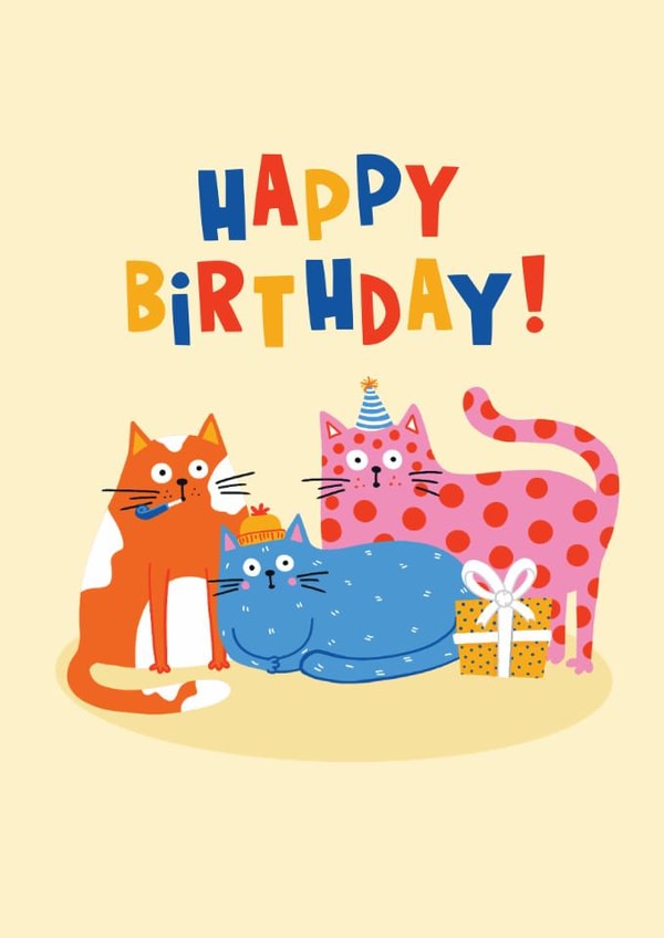 Cute Birthday Card - For Cat Lovers - Cats | thortful