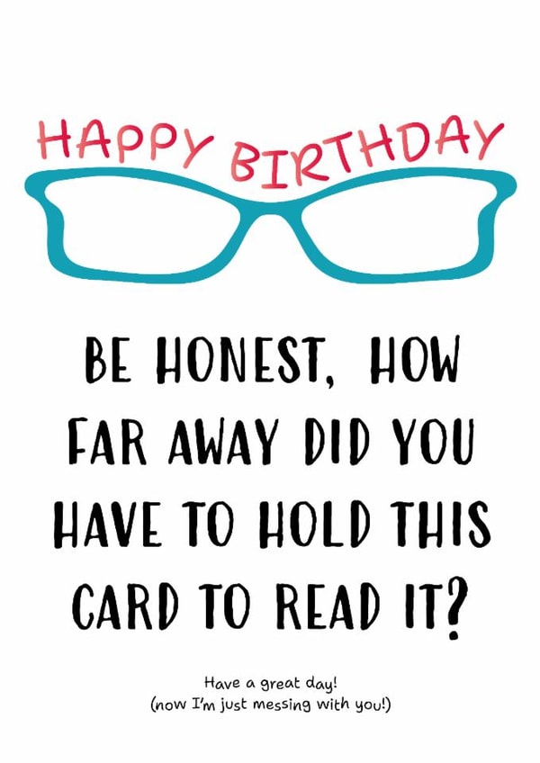 Funny Birthday Card - Glasses - Eyesight | thortful