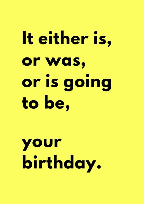 Funny Birthday Card - Is, Was, Is Going To Be - Your Birthday | thortful