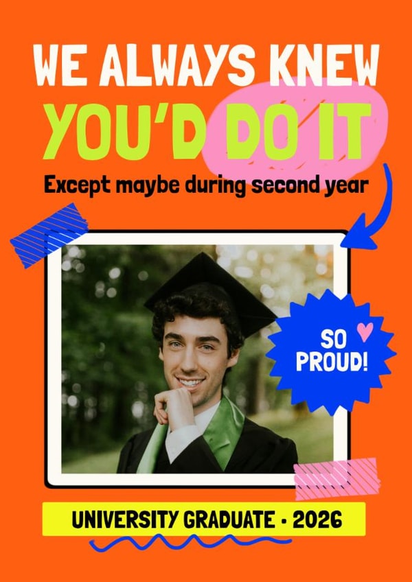 Funny Graduation Card - So Proud - University Graduate 2026 | thortful